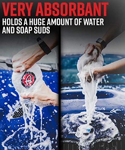 Adam's Microfiber Car Wash Sponge – Premium Scratch Free Microfiber Mitt for Car Cleaning | Car Detailing Accessory Works with Bucket, Car Shampoo Soap, Foam Cannon or Foam Gun | Boat RV Motorycle