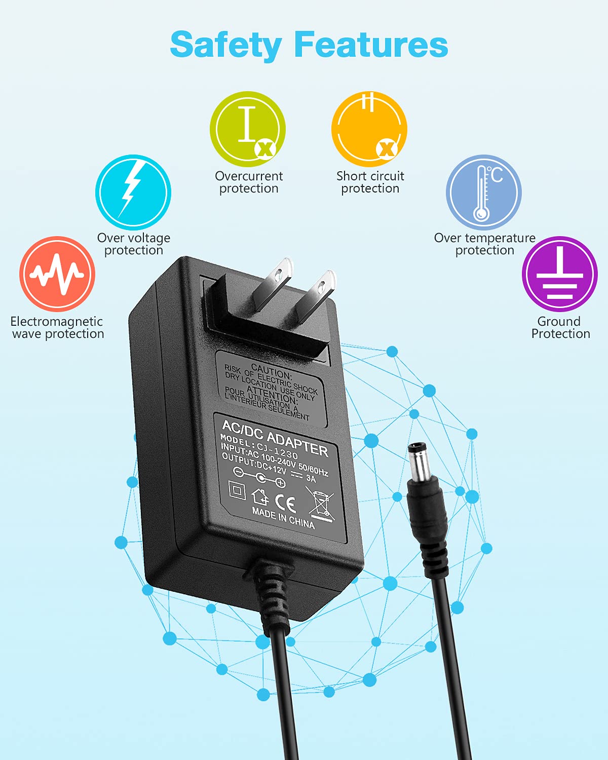 Aclorol 12V 3A Power Supply Adapter 36W 100V-240V AC to DC 12Volts Converter Adapter Transformer 3amp 2.8A2.5A2A1.5A 5.5x2.5mm 2.1mm for WS2811 12V LED Strip Light Wireless Router ADSL Cats IP Camera