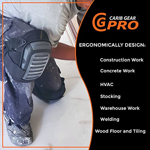 CARIB GEAR PRO Gel Knee Pads For Men and Women Work Construction | Heavy Duty Comfortable Anti-Slip Pad For Tiling, Cleaning Flooring Roofing and Gardening | Extra Gel and Cushion Support