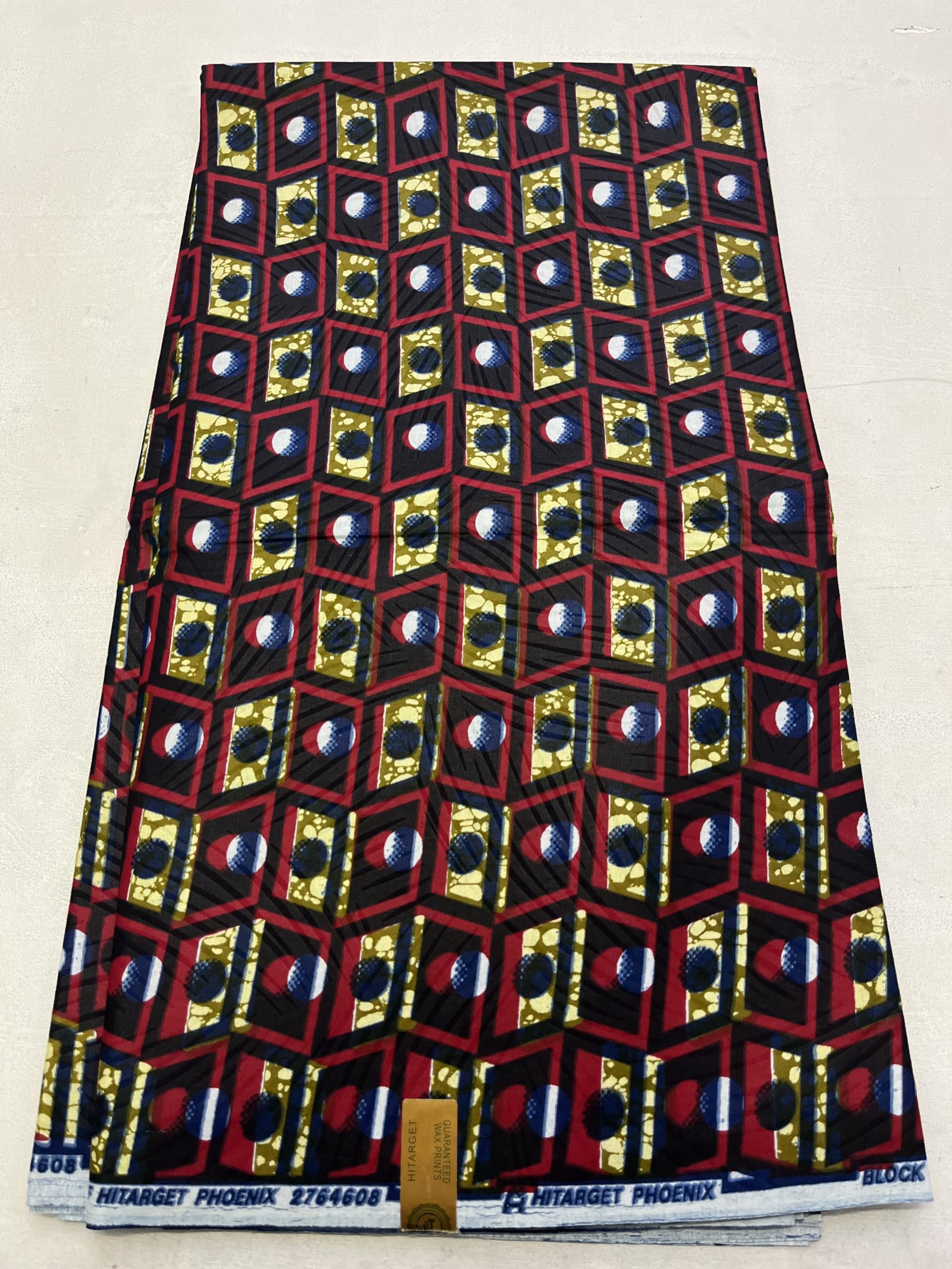 100% Cotton-Polished- African Wax Fabric/Ankara Wrapper Fabric/Ankara Wax Clothing/African Wax Print- Sell by 6 Yards- for Dresses- Red, White, Blue, Cream, Light-Gold