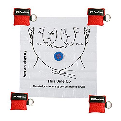 20pcs CPR Mask Keychain Ring Emergency Kit CPR Face Shields for First Aid or AED Training