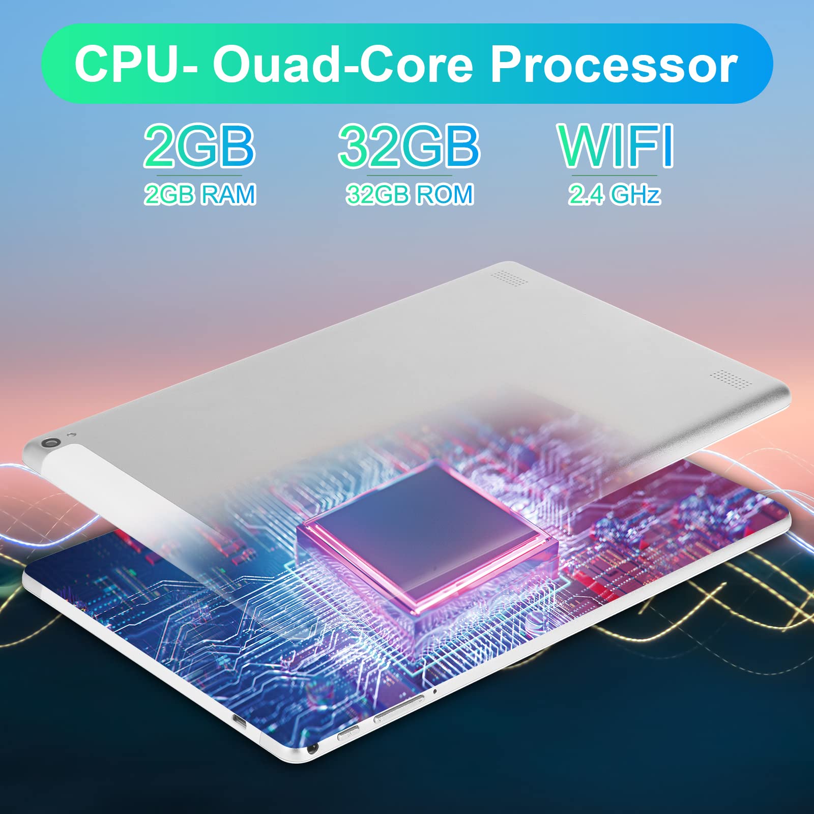 10 Inch Tablet Android 9.0 OS, 3G Phone Tablets with Dual SIM,16GB ROM, Qcta-Core CPU,Dual Camera, 2.4Ghz WiFi, 1080P HD IPS Display,GPS, Bluetooth, 5000mAh