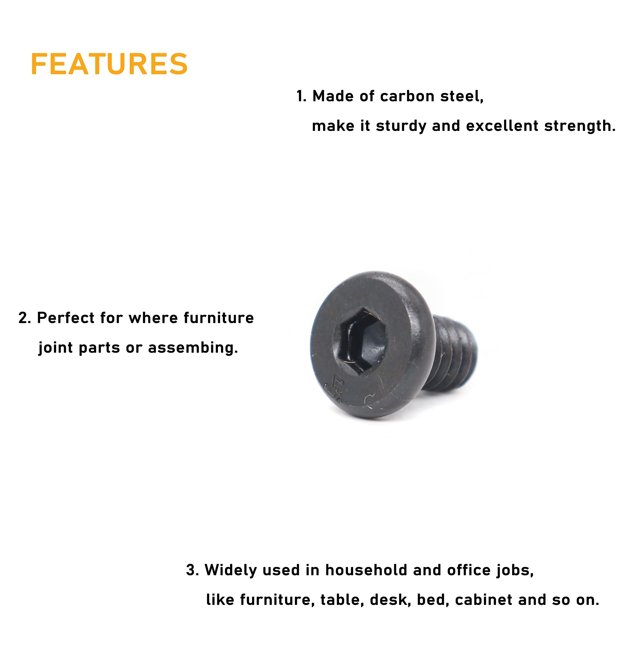 binifiMux 80pcs 1/4"-20 Black Hex Socket Cap Screws and 1/4"-20 Hex Nuts Assortment Kit, 3/8" 5/8" 1" 1-1/4" 2"