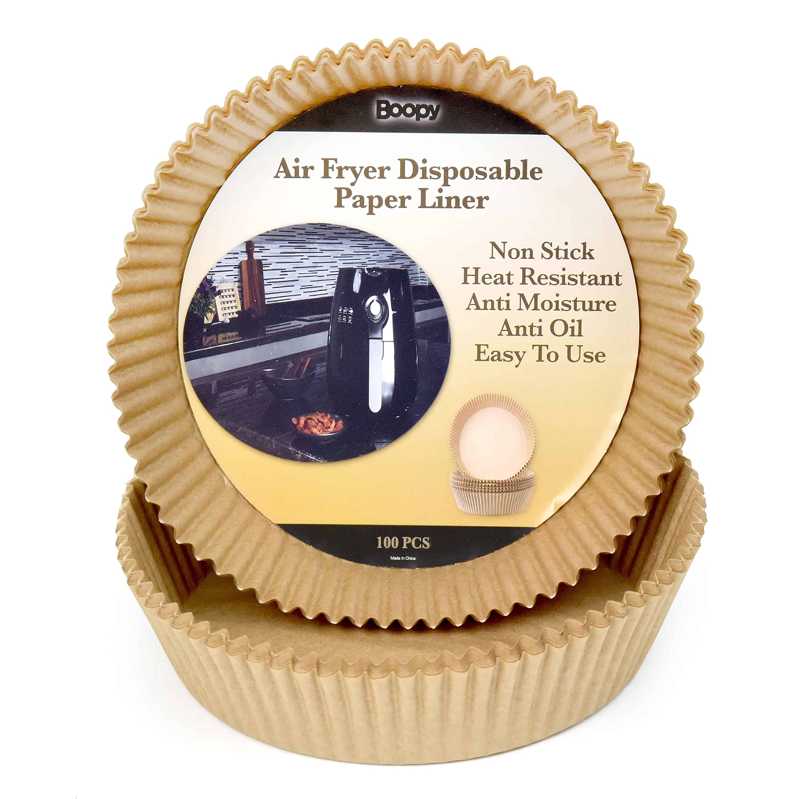 100 Pcs Air Fryer Disposable Paper Liner, 6.7-inch Air Fryer Liners, Non-stick Parchment Paper Rounds for Frying, Baking, Cooking, Roasting and Microwave - Unbleached, Oil-proof Steam Paper