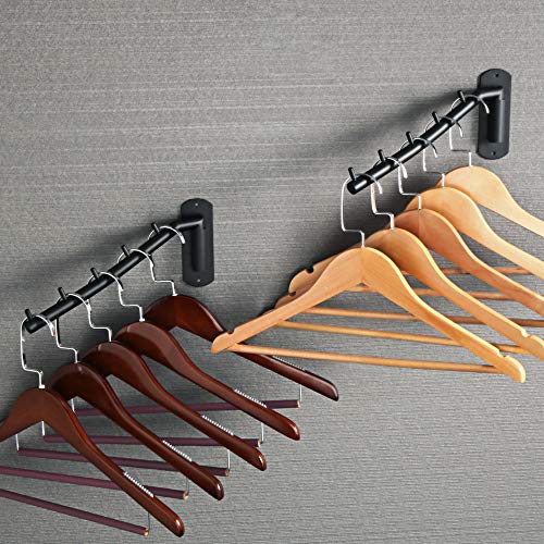 Alise Garment Rack Folding Clothes Hanger Rack Stainless Steel Black Garment Hooks,Clothing and Closet Rod Storage Organizer for Laundry Room Bedrooms Bathrooms,Pack of 2