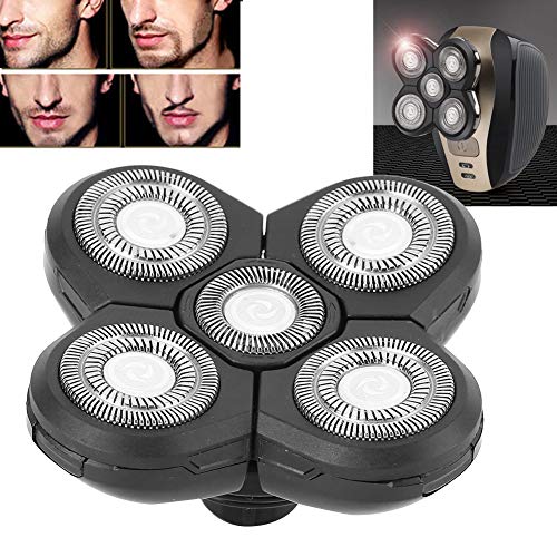 5 Head Shaver Replacement, Replacement Shaver Head Electric Beard Shaver Carver 5 Blade Rotating Head Accessory for Men Bald Head Rotary Shaver Grooming Kit Facial Clean Trimmer(#01)