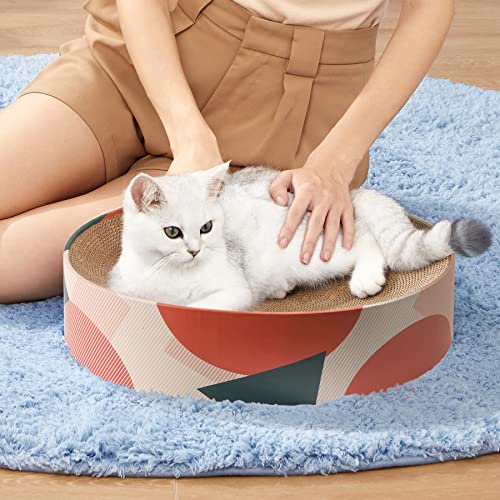 MSBC Cat Scratcher Carboard Bed Lounge Couch for Indoor Cats Oval Shape 17"x13", Kitty Cat Scratching Pad Recycle Corrugate Scratcher Long Lasting Furniture