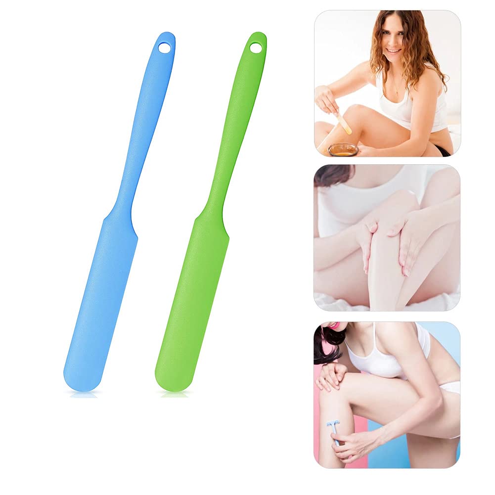 3 Pcs Non-stick Wax Spatulas Reusable Silicone Spatula Waxing Applicator Hair Removal Sticks Applicator Spatula Large Area Scraper Hard Wax Sticks for Home Salon Body Use(Green/Blue/Orange)