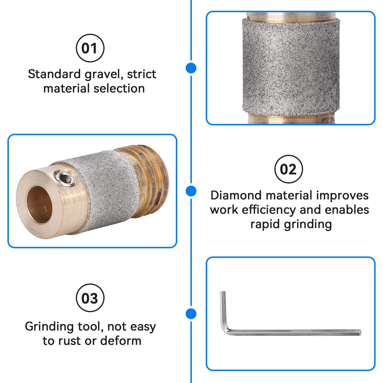Agatige Diamond Grinding Bit, 5/8" Glass Grinder for Stained Glass, Bits Standard Fine Diamond Grinder Bits Stained Glass Diamond Grinder Bit Head Tools Diamond Grinding Wheel for Glass Grinder,MCBL58