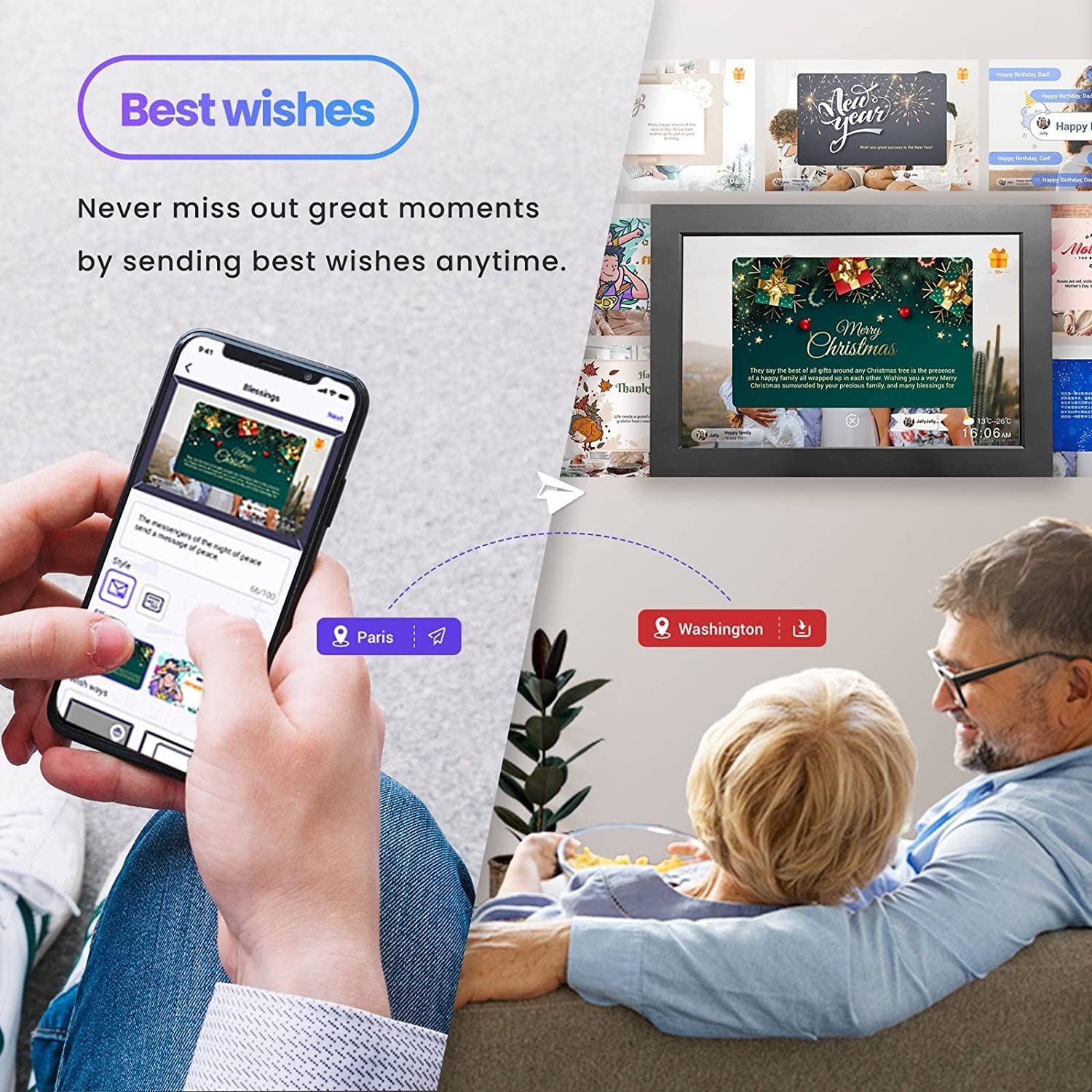 10.1 Inch WiFi Digital Picture Frame, Digital Photo Frame with 32GB SD Card, Unlimited Account Connection, IPS HD Touch Screen - Gift for Friends and Family