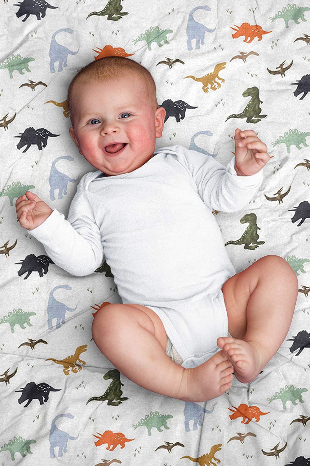 Aenne Baby, 4-Layer Muslin Toddler Crib Blanket for Boys, Warm and Hypoallergenic Extra Soft Wrap for New Borns and Infants, Dinosaur Dino Print, Large 47"x 47", 1 Pack