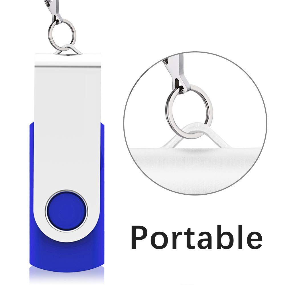 20 Pack 2GB Flash Drive Bulk USB Memory Stick Thumb Drive Bulk Swivel Design Blue