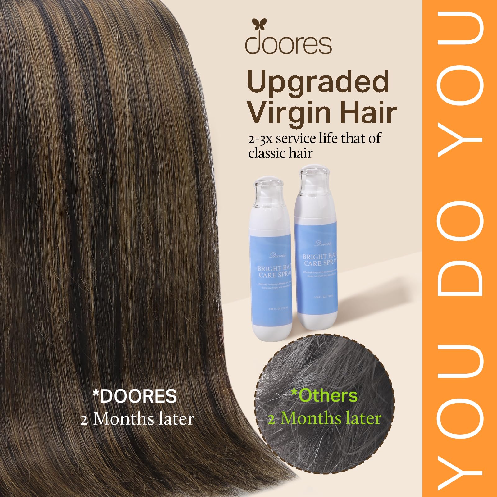 DOORES Balayage Dark Brown to Chestnut Brown Remy Clip-In Hair Extensions - 120g, 7pcs, 18 Inch