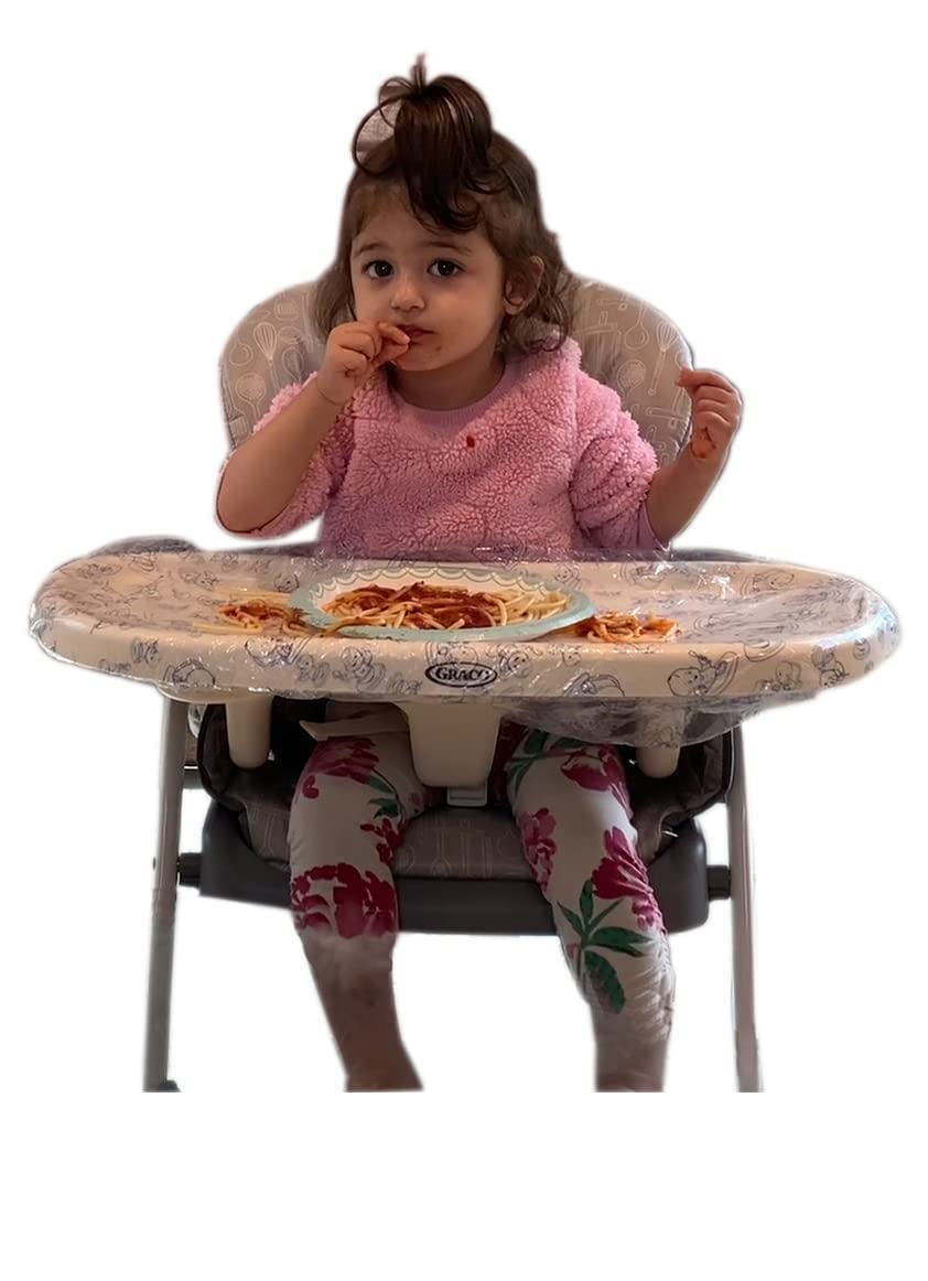 Pristine Aid Toddler Table Cover for Highchair – 8Pcs Set High Chair Cover Compatible with Standard Trays – Disposable and Practical Design – Ideal for Non-Messy Experiences, Baby Weaning … (8 PCS)