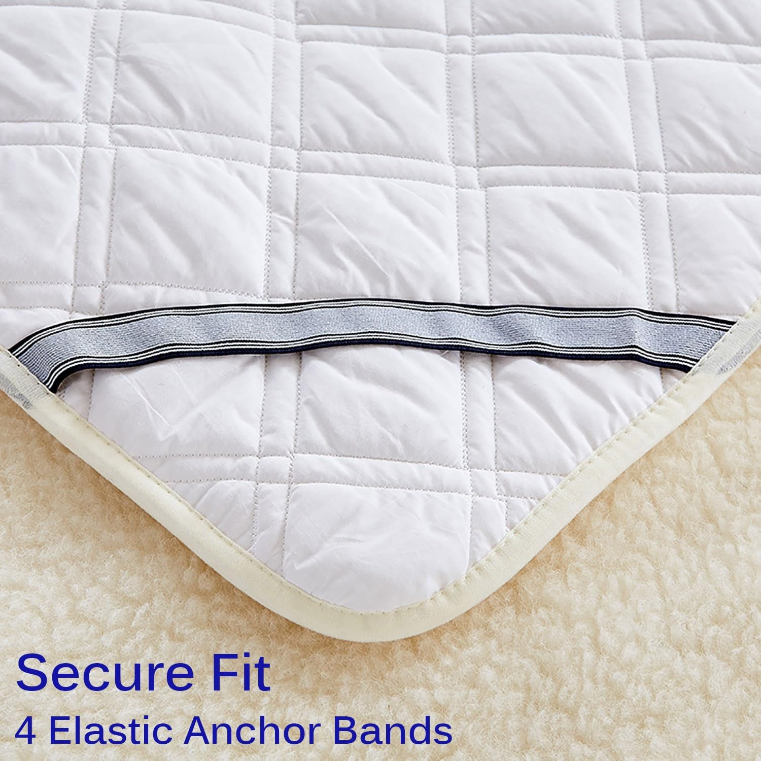 100% Wool Fleece Fitted Mattress Cover Pad with Elastic Bands,Breathable Lamb Wool Mattress,Thicken Pure Wool Bed Topper,Folding Lamb Velvet Mattress,for Twin/Full/Queen/King(King(180x200cm), White)