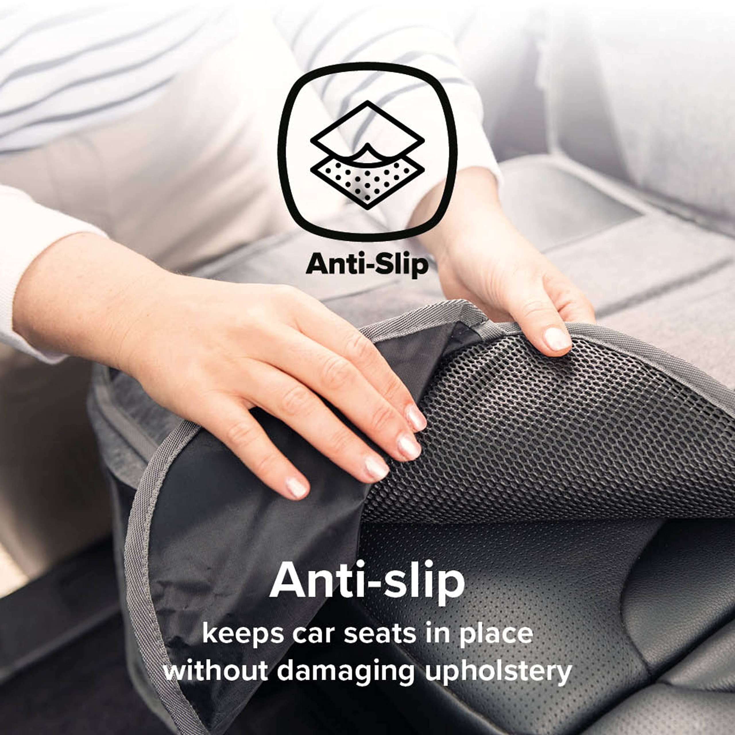 Diono Ultra Mat and Heat Sun Shield Complete Back Seat Upholstery Protection with Integrated Heatshield, Crash Tested, Water Resistant Protection, Durable, Anti-Slip, 3 Mesh Storage Pockets