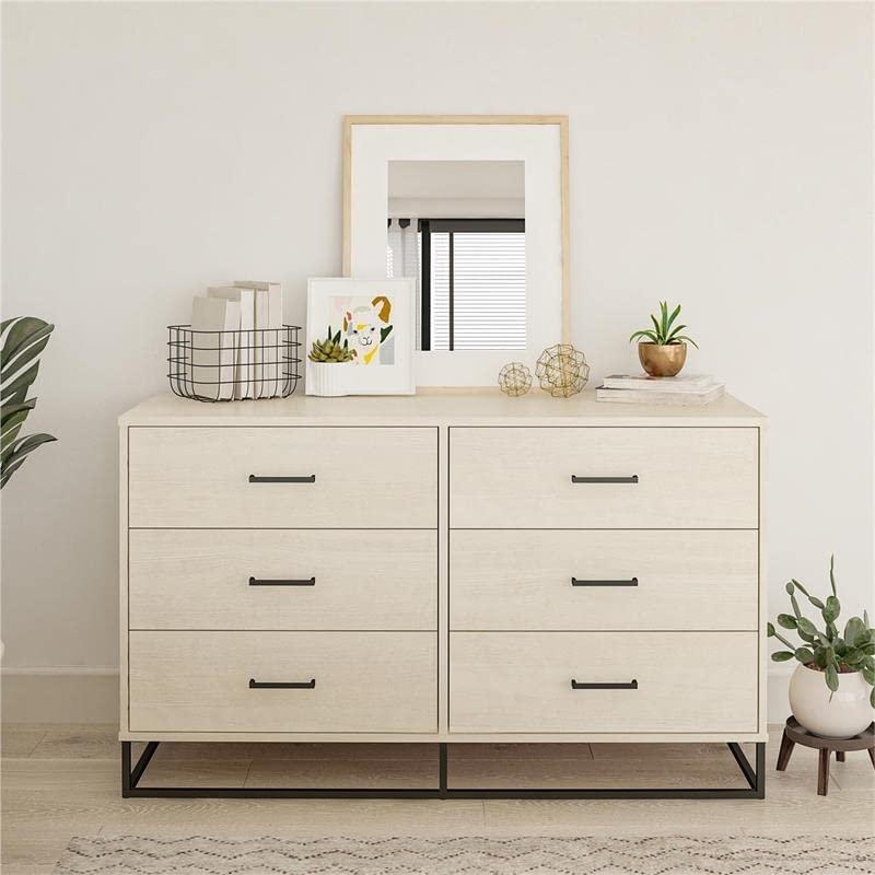 Novogratz Kelly 6 Drawer, Ivory Oak Dresser