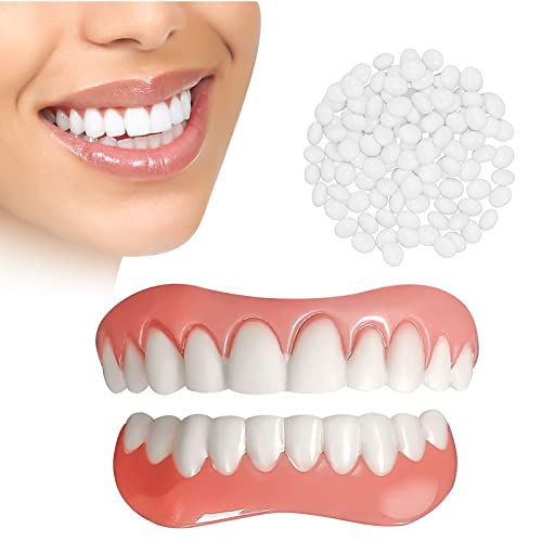2 PCS Veneers Dentures Socket for Women and Men, Dental Veneers for Temporary Tooth Repair Upper and Lower Jaw, Protect Your Teeth and Regain Confident Smile, Bright White-2