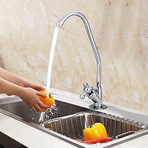 1/4'' Kitchen Faucet Tap Accessories,Zinc Alloy Chrome Reverse Osmosis RO Drinking Water Filter Tool For Filter Water