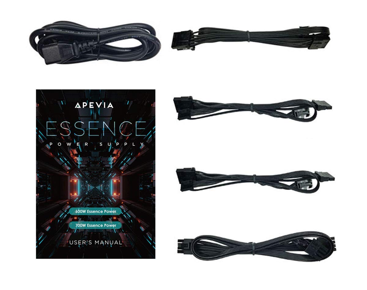 Apevia ATX-ES700W Essence 700W ATX Semi-Modular Gaming Power Supply with Auto-Thermally Controlled 120mm Black Fan, 115/230V Switch, All Protections