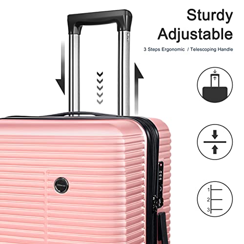 2 Piece Carry On Luggage Sets, PC+ABS Hardside Suitcases with Spinner Wheels and TSA Lock for Travel.(14/20)
