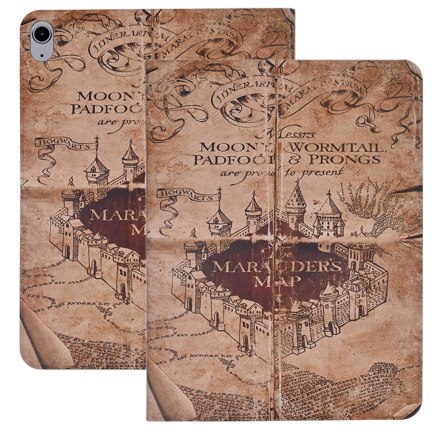 Case for iPad Air 5th / 4th Generation 10.9 Inch (2022/2020), Premium PU Leather Folding Stand Shell Soft TPU Back Cover with Pencil Holder Auto Wake/Sleep, Magic Map Vintage