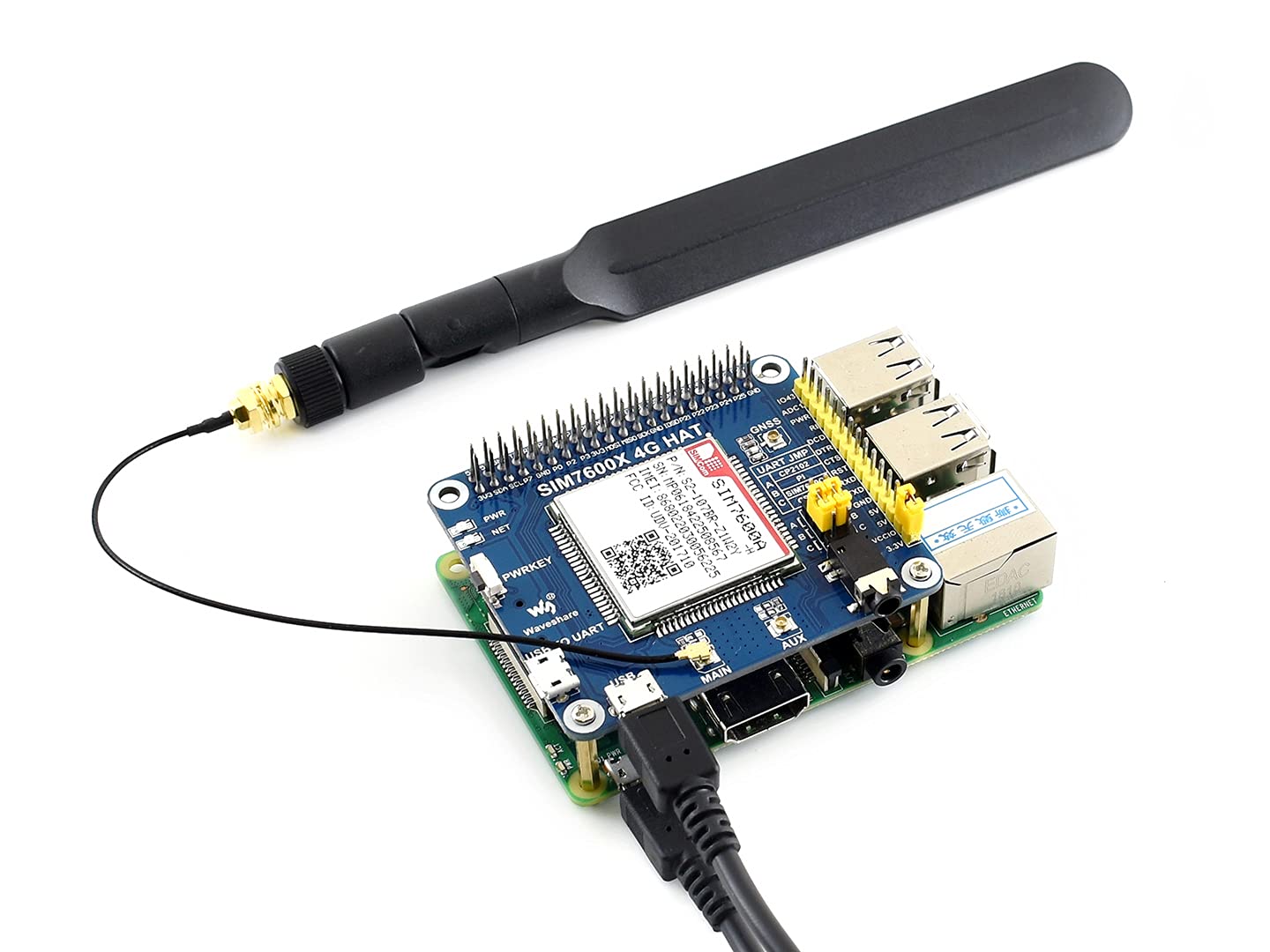 TOP1 SIM7600A-H 4G HAT for Raspberry Pi, LTE Cat-4 4G/3G Communication GNSS Positioning. Supports Raspberry Pi Series Boards and Jetson Nano