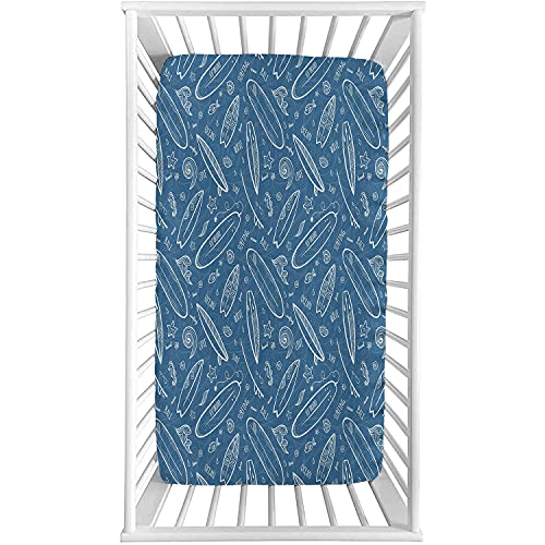 Microfiber Baby Crib Sheets,Ultra Soft Crib Sheets Fitted for Standard Crib Mattress,Toddler Sheet Set for Boys or Girls,Machine Washable, Soft,Breaths,Blue Wave Swirls Sheet Fits 28"x 52"x 8''