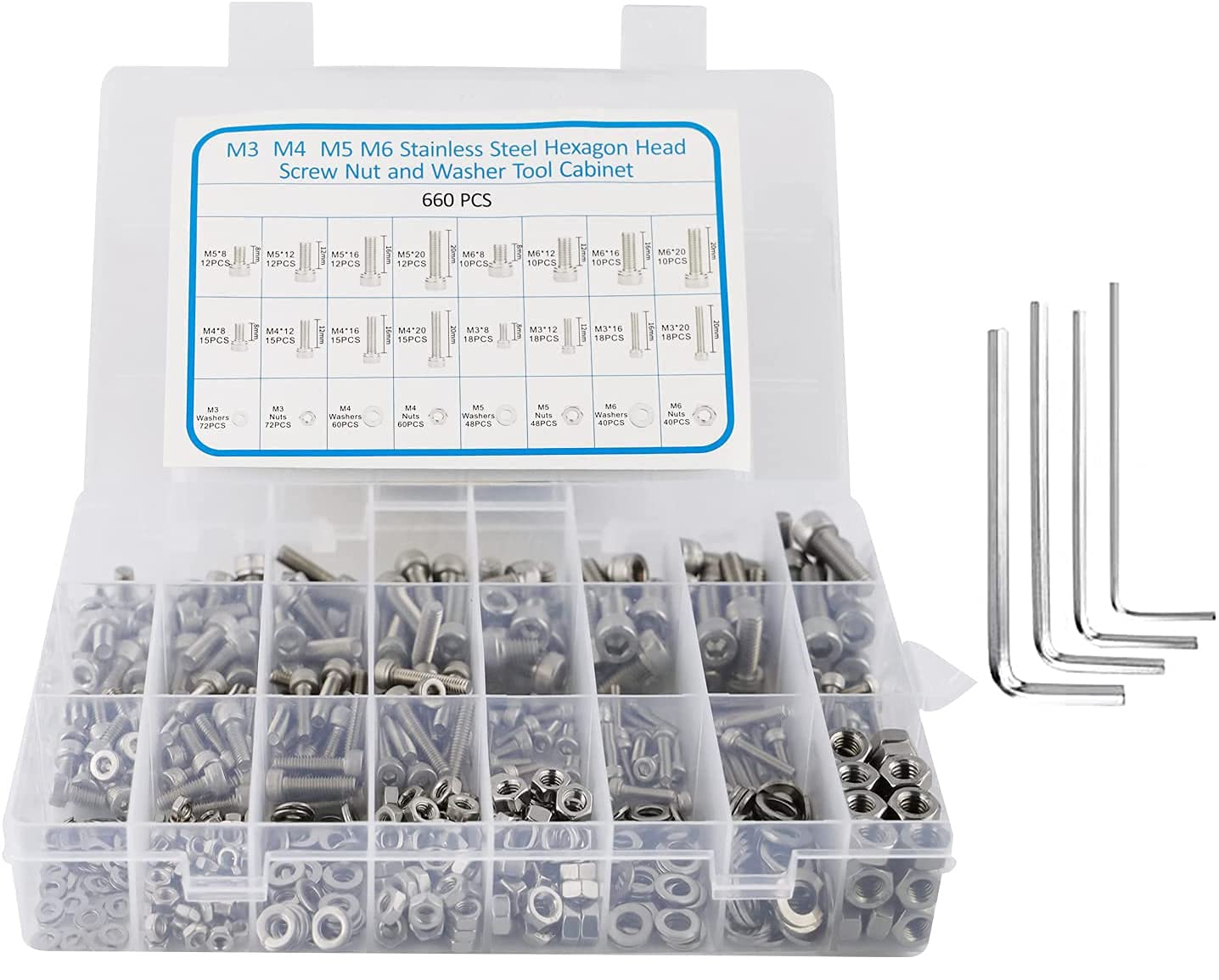 AETTLM6 M5 M4 M3 Nuts and Bolts Assortment Kit (660PCS)