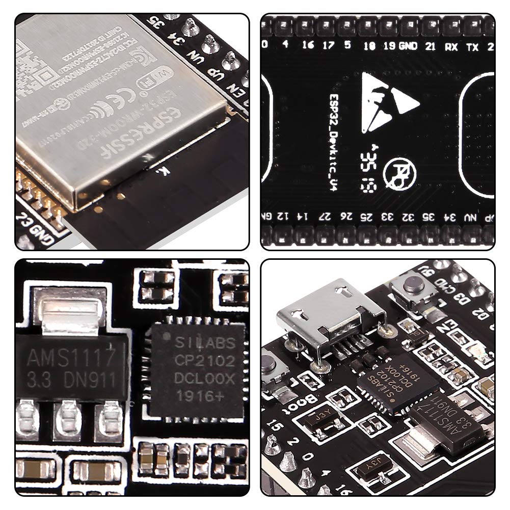 AITRIP 6pcs for ESP32-DevKitC core Board ESP32 Development Board ESP32-WROOM-32D (ESP32-WROOM-32D)