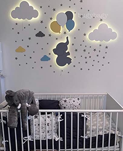 BugyBagy White Cloud Night Light for Nursery - Cloud Shape Battery Operated LED Bedroom Wall Night Light
