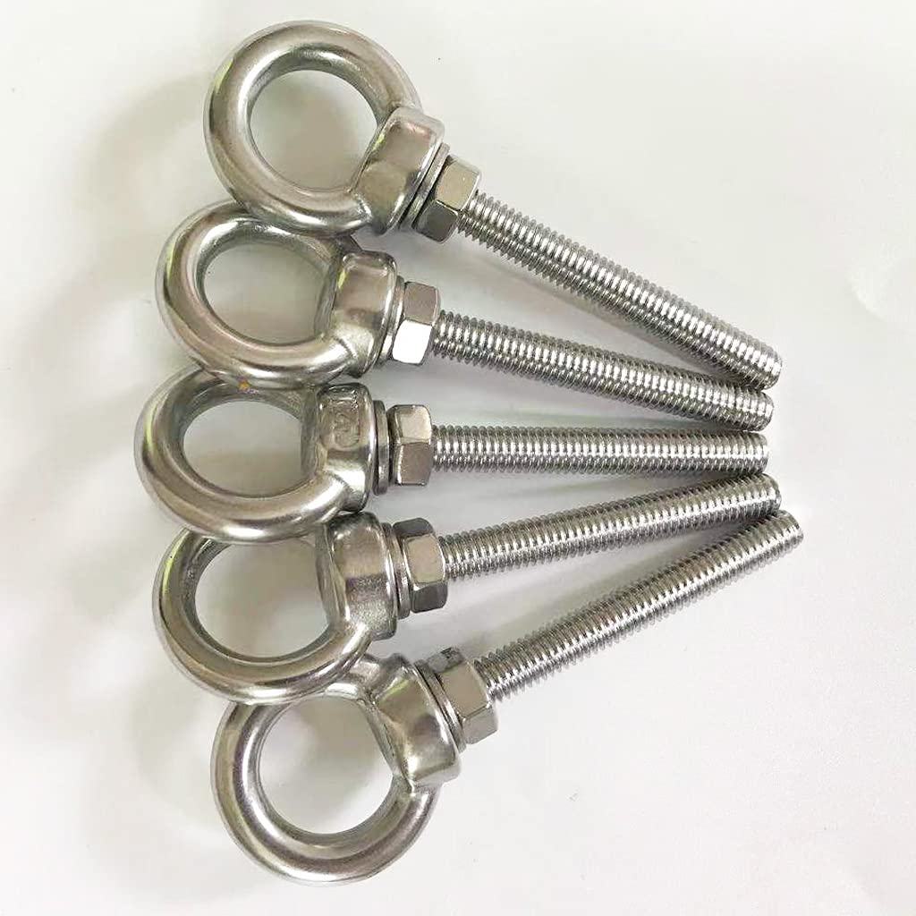 AIVOOF Stainless Steel Eye Bolts, M6 Shoulder Eye Bolt 2" Heavy Duty EyeBolts Screws in Eye Hooks with Washer and Nuts for Lifting Ring Eyebolt Thread Length 50mm