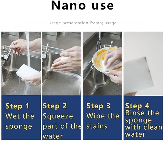 100 Pack Extra Thick Magic Cleaning Sponges - Reusable Eraser Sponge for All Surfaces - Kitchen-Bathroom-Furniture-Leather-Car-Steel - Just Add Water - Melamine - Universal Cleane