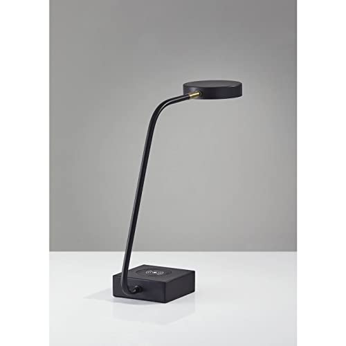 Adesso 3618-01 Conrad LED Desk Lamp Wireless Charging, 7W LED, 5W QI, USB Port, Indoor Lighting Lamps