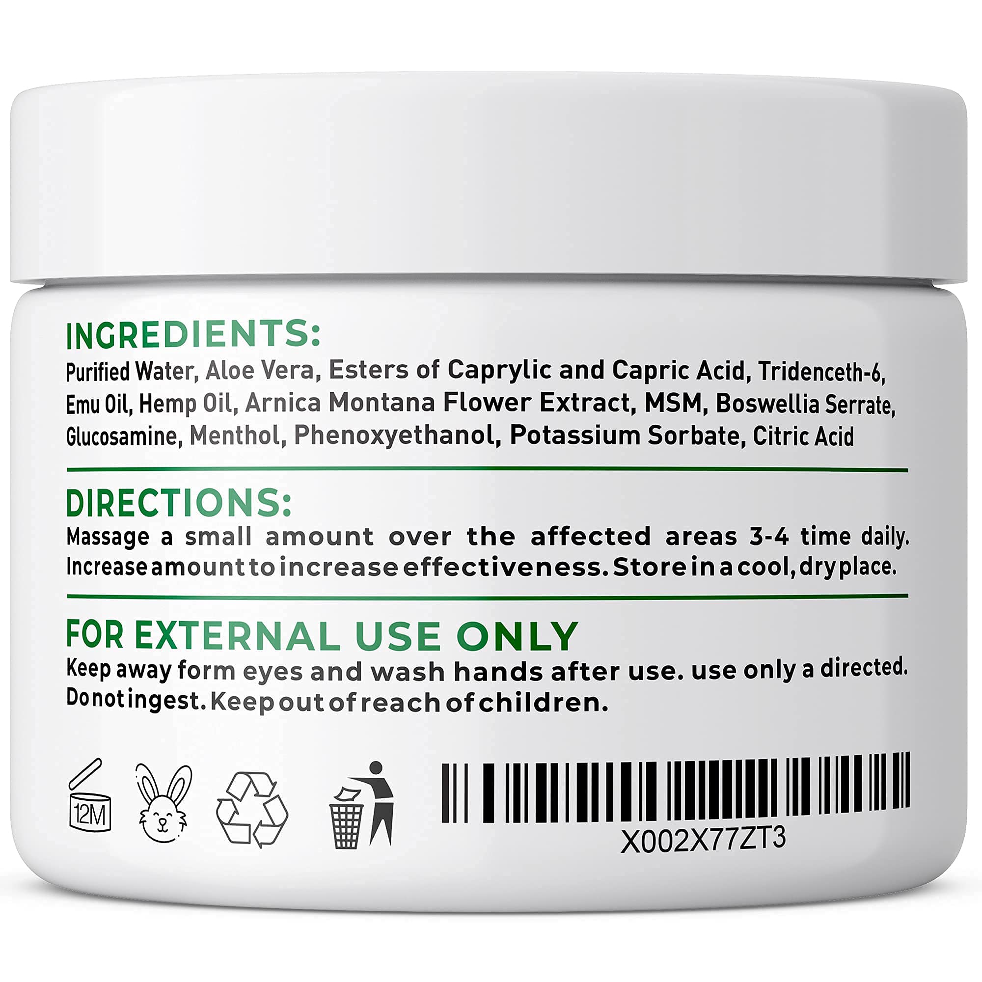 Truganic Premium Hemp Relief Cream 500,000,000-Powerful Soothing Hemp Cream for Back, Muscle, Joints, Skin Care