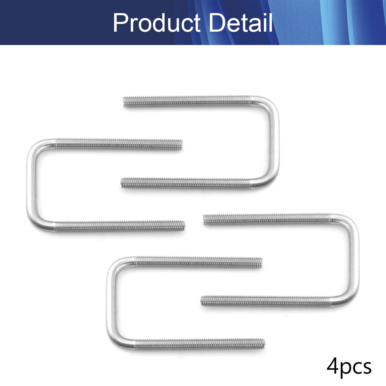 Aicosineg 1.38" Inner Width U Bolt Fasteners with Nuts Washers M6x35x75mm 304 Stainless Steel Square Bend for Hardware Plumbing Boats Industrial Mechanical Silver Tone 4pcs