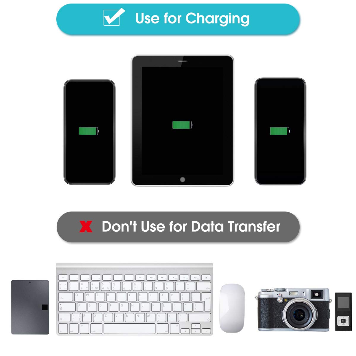 USB 2.0 Hub Adapter, USB Splitter Hub 2 Port USB Ultra Slim Data Hub for Device Charging(White)