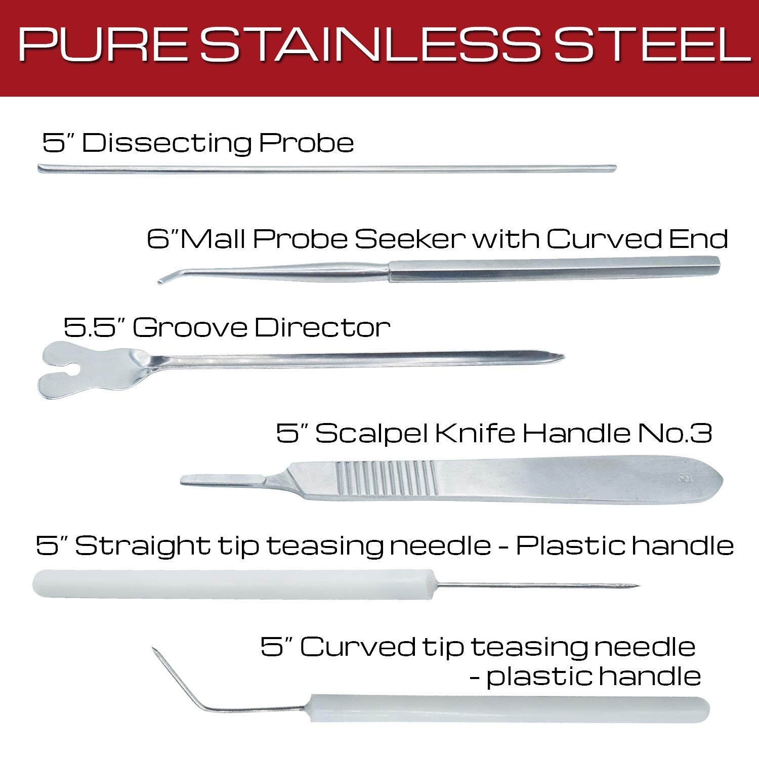 20 Pcs - Advanced Stainless Steel Biology Lab/Anatomy/Medical Student Dissection Kit Set - Scalper Knife Handle, Blades, Forceps, Scissors and Tweezers - 12 Instruments, 8 Blades