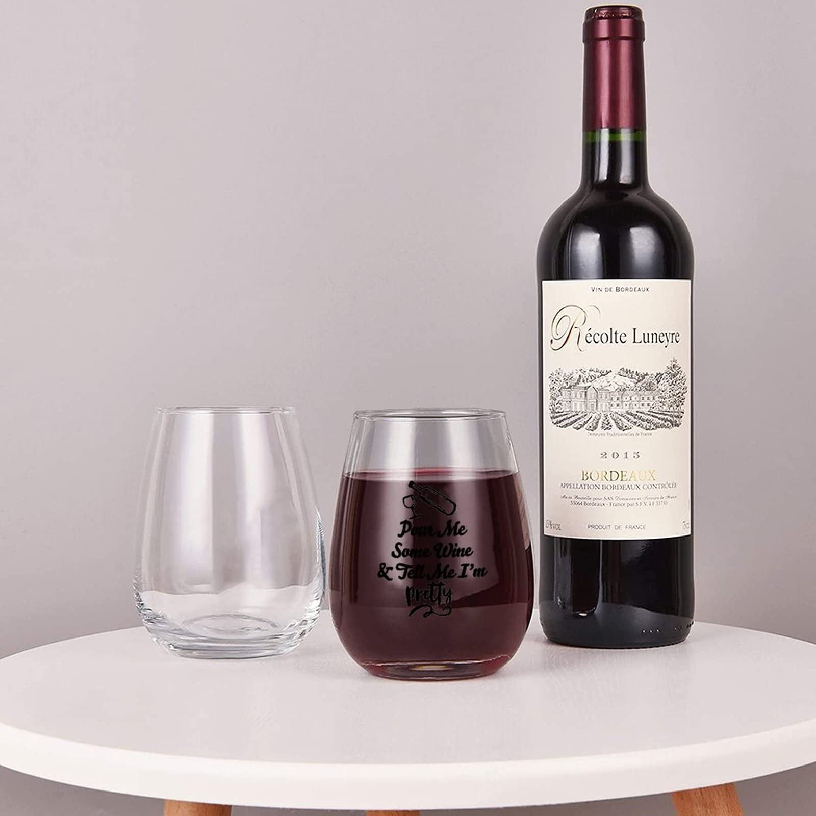 11oz Stemless Wine Glass Pour Me Some Wine And Tell Me Im Pretty Drinking Glass Glassware for Red or White Wine Cocktails Perfect For Homes & Bars Party Supplies Decorations