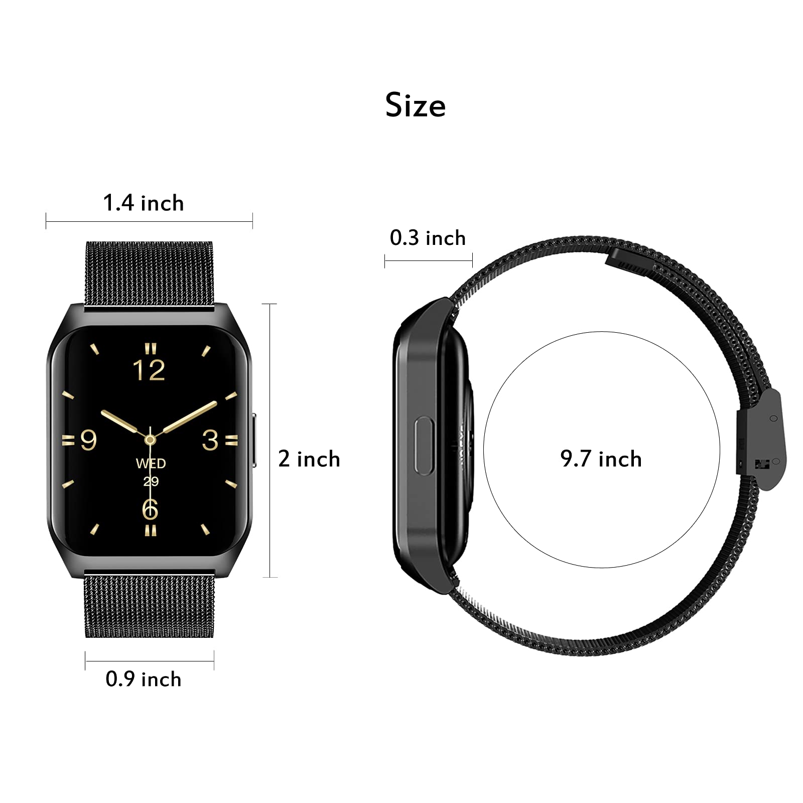 MBHB Smart Watch with Make, Answer, Refuse Call, Portable Music Player, Fitness Tracker with Heart Rate Monitor, Sleep Tracker Steps Counter for Men Women, Black