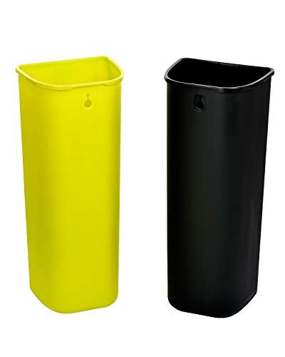 Alpine Industries 40 Liter / 10.5 Gal Stainless Steel Dual Compartment Trash Can - Compact Garbage Bin - Wide Open Top Slender Durable Receptacle with Sturdy Plastic Liner