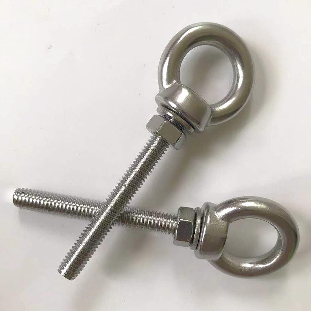 AIVOOF Stainless Steel Eye Bolts, M6 Shoulder Eye Bolt 2" Heavy Duty EyeBolts Screws in Eye Hooks with Washer and Nuts for Lifting Ring Eyebolt Thread Length 50mm