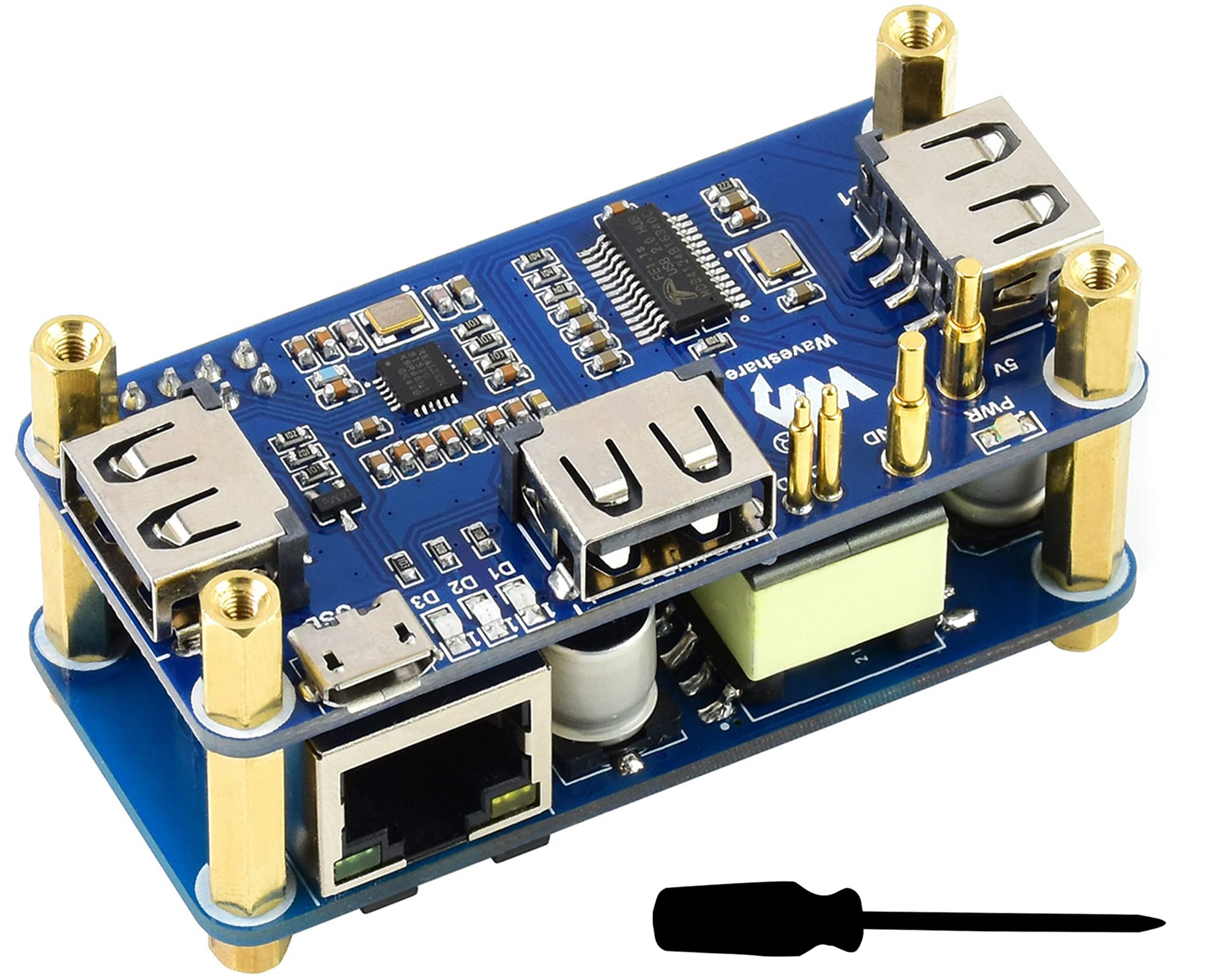 Bicool Power Over Ethernet (PoE) Ethernet/USB HUB HAT for Raspberry Pi Zero/Zero W/Zero WH, 3X USB 2.0 Ports, RJ45 Ethernet Port 802.3af-Compliant