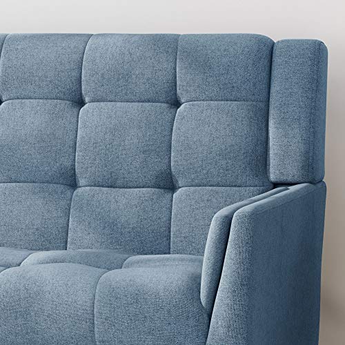 54" Blue and Brown Contemporary Hand Crafted Loveseat