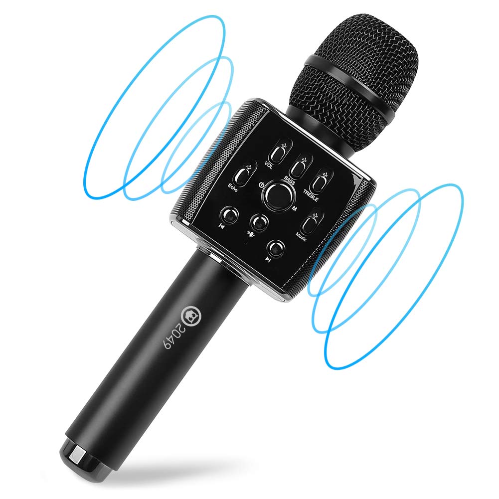 2049 X37 12w Cardioid Dynamic Karaoke Microphone, Adult Kid Handheld Wireless Bluetooth Karaoke Machine for Home/Carpool/Party/Classroom/Outdoor Compatible with Smart phone/PC/PAD/Car Speaker/TV