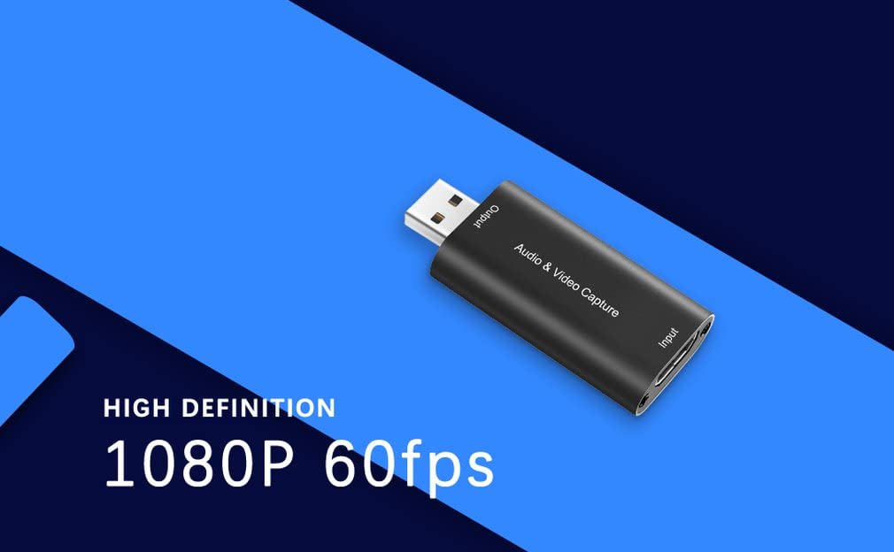 1080P HDMI Video Capture Card, Game Capture Card Audio Capture Adapter HDMI to USB, Record Capture Device for Streaming, Live Broadcasting, Video Conference, Teaching, Gaming