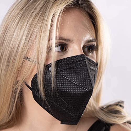 Aidway 5 Layer Face Mask Made In USA Pack of 10 Masks (Black)