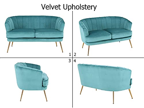 Altrobene Velvet Loveseat Couch Sofa Luxury Modern Comfy Tufted Couch Chesterfield 2 Person Couch for Living Room/Bedroom, Dark Teal
