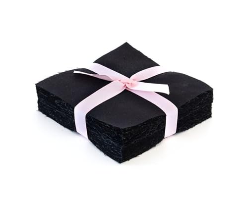 100 Pcs Fabric Strips Cute, Beautiful 100% Cotton Fabric Quilt Squares, Width 5 inch Length 5 inch, Gift Pure Black Moda pre-Cut Charm Pack Squares, DIY Blanket