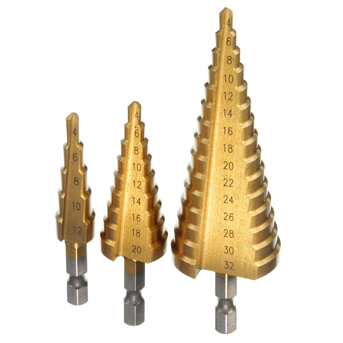 4-12mm 4-20mm 4-32mm HSS Step Drill Bit High Speed Steel Pagoda Drill Bit Hole Cutter (4-32mm)